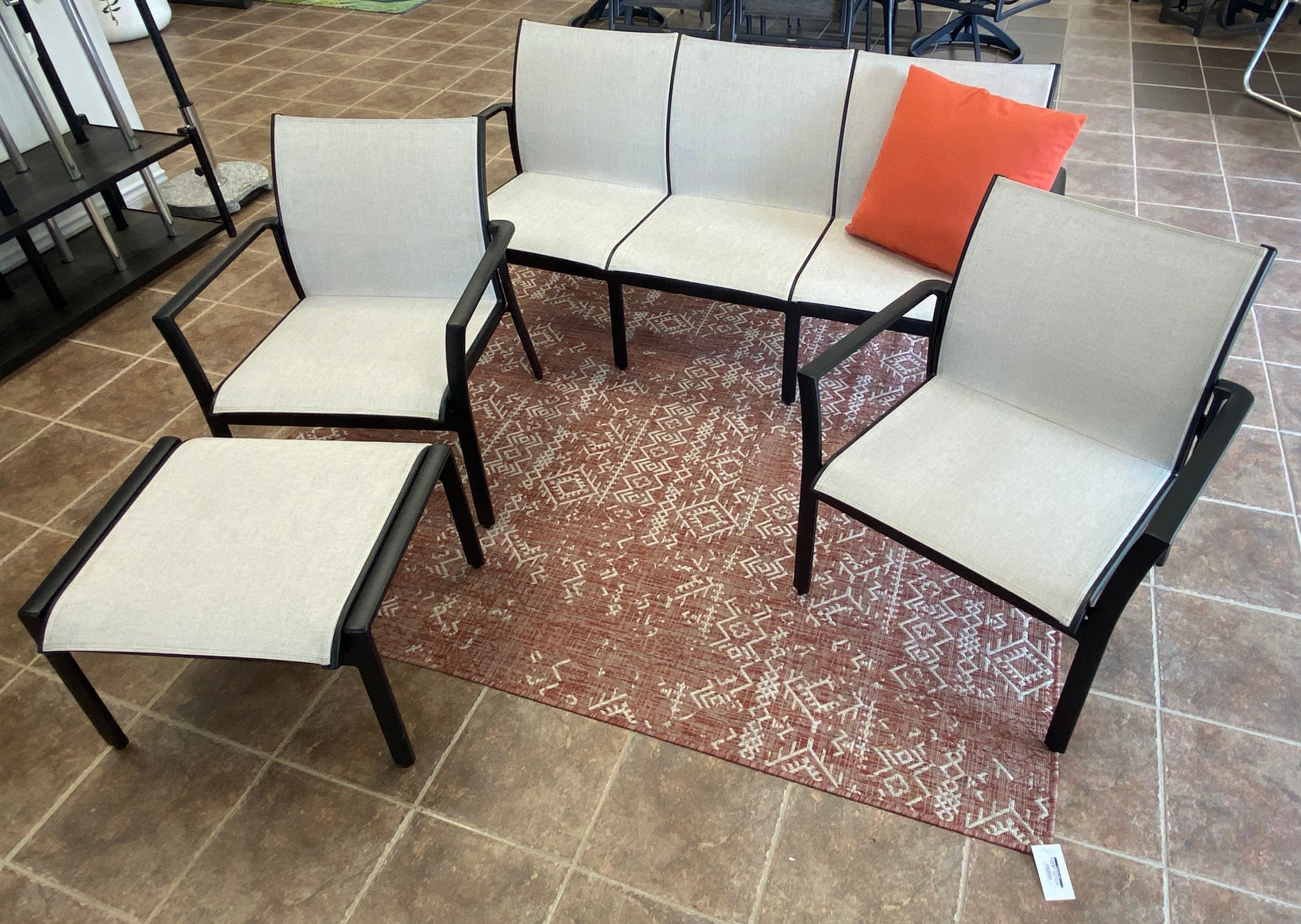 4-PC Echelon Sling Sofa, 2 Lounge Chairs & 1 Ottoman, System Stone/Bla